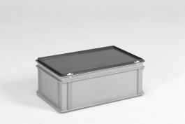 Kunststof bak met deksel 40 liter | Grijs | 600x400x235 mm ...